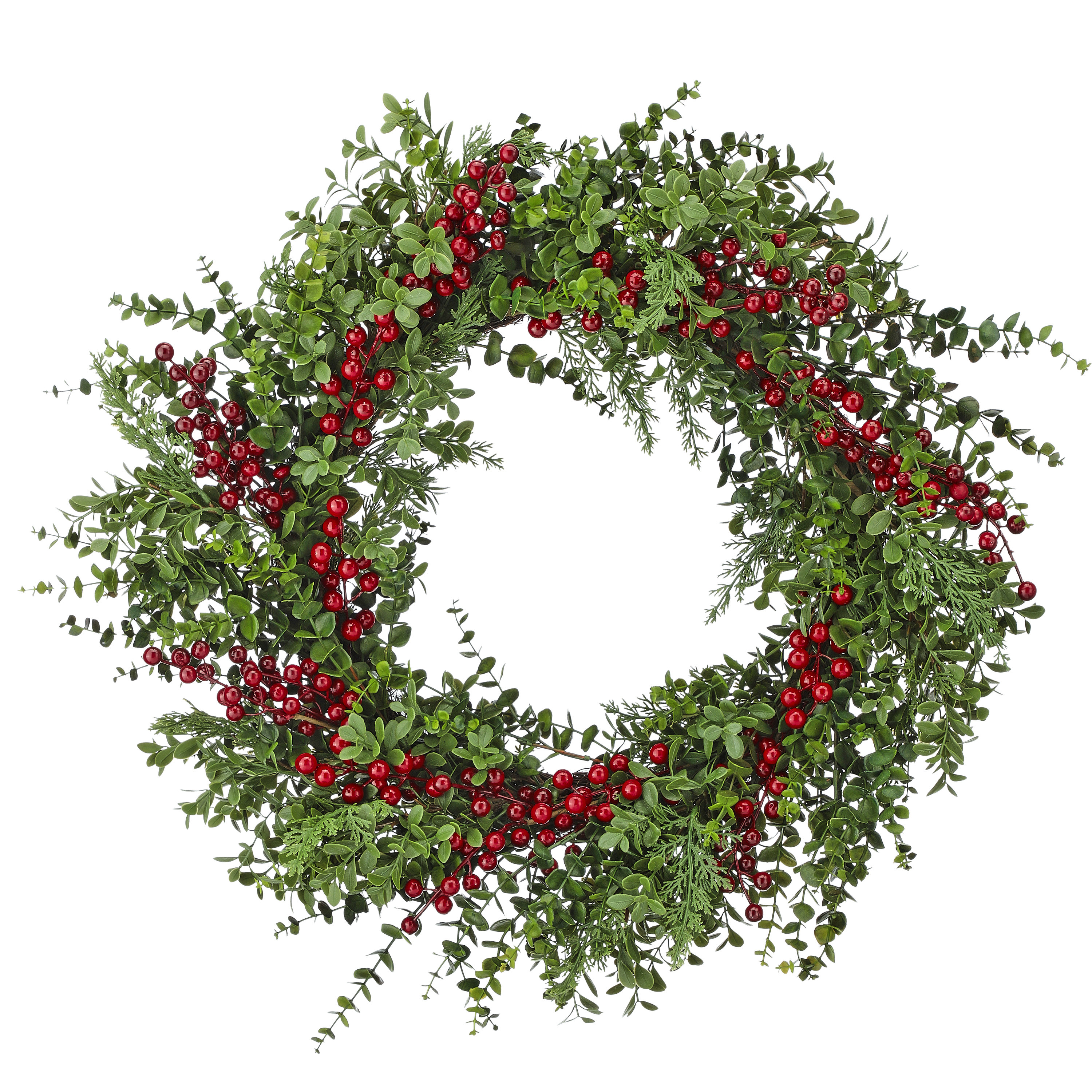The Holiday Aisle® 26" Eucalyptus/Pine/Berry Wreath | Wayfair